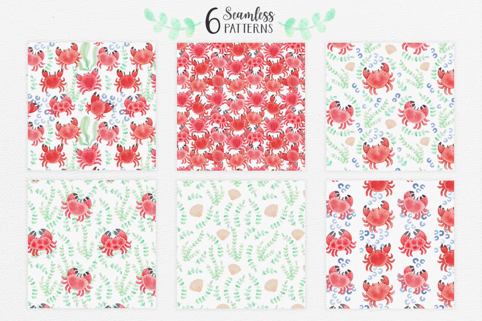 Crabulous Watercolor Set Crab Clip Art Digital File Summer - Etsy