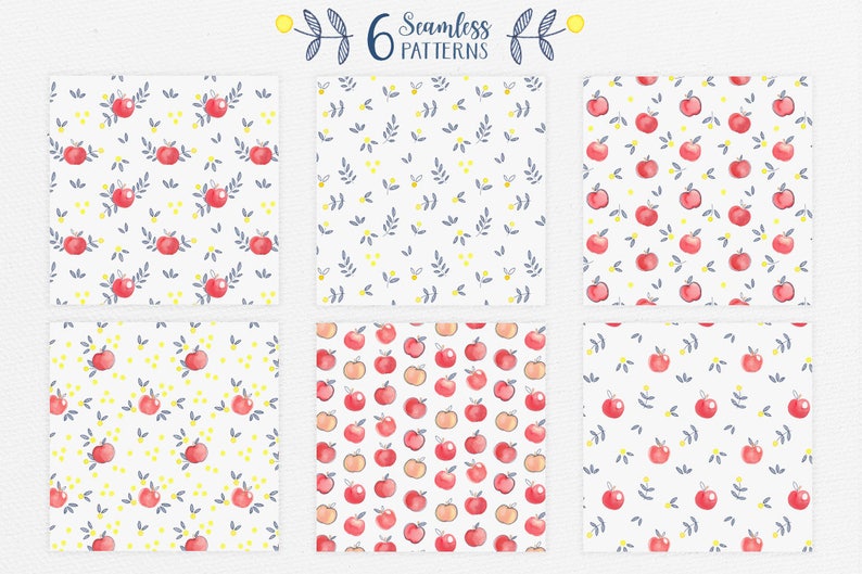 Apple Blossom Watercolor Set Apple Clip Art, Digital File, Fruit ...