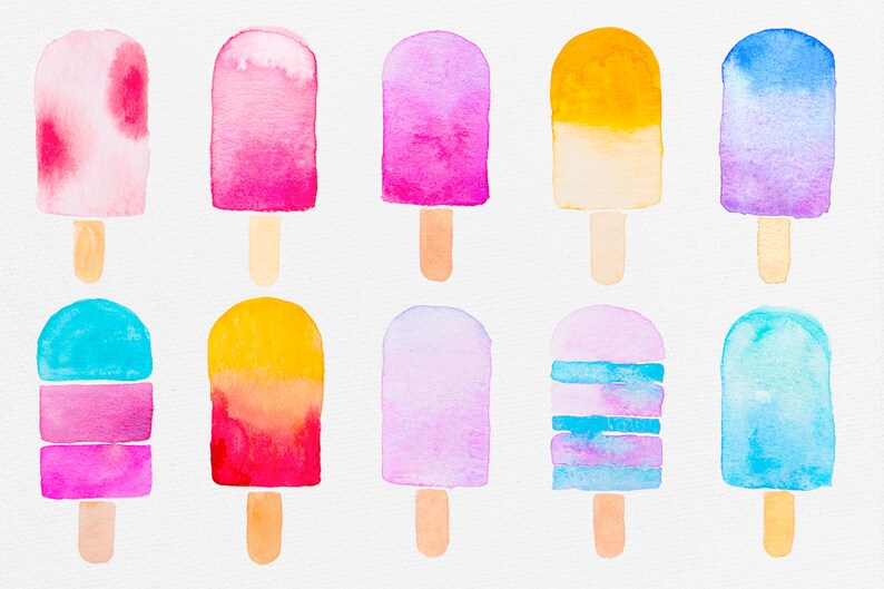 Watercolor Popsicles Popsicle Clipart, Digital File, Summer Clipart ...