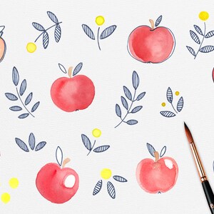 Apple Blossom Watercolor Set Apple Clip Art, Digital File, Fruit ...