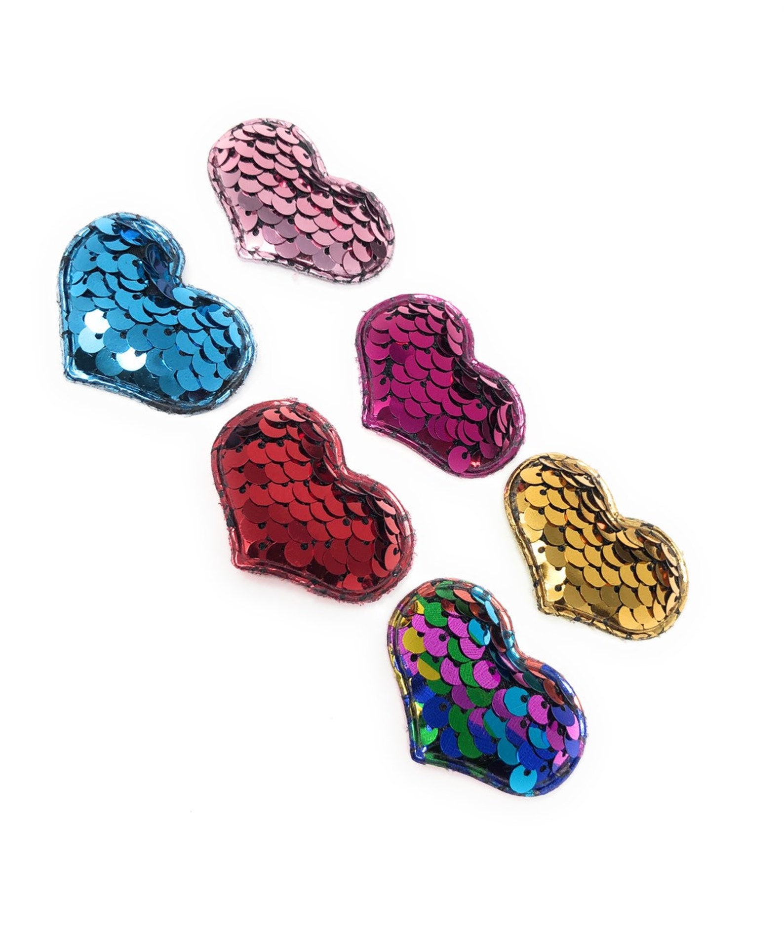 8 Pcs Heart Sequins Padded Patch Applique Heart Applique | Etsy