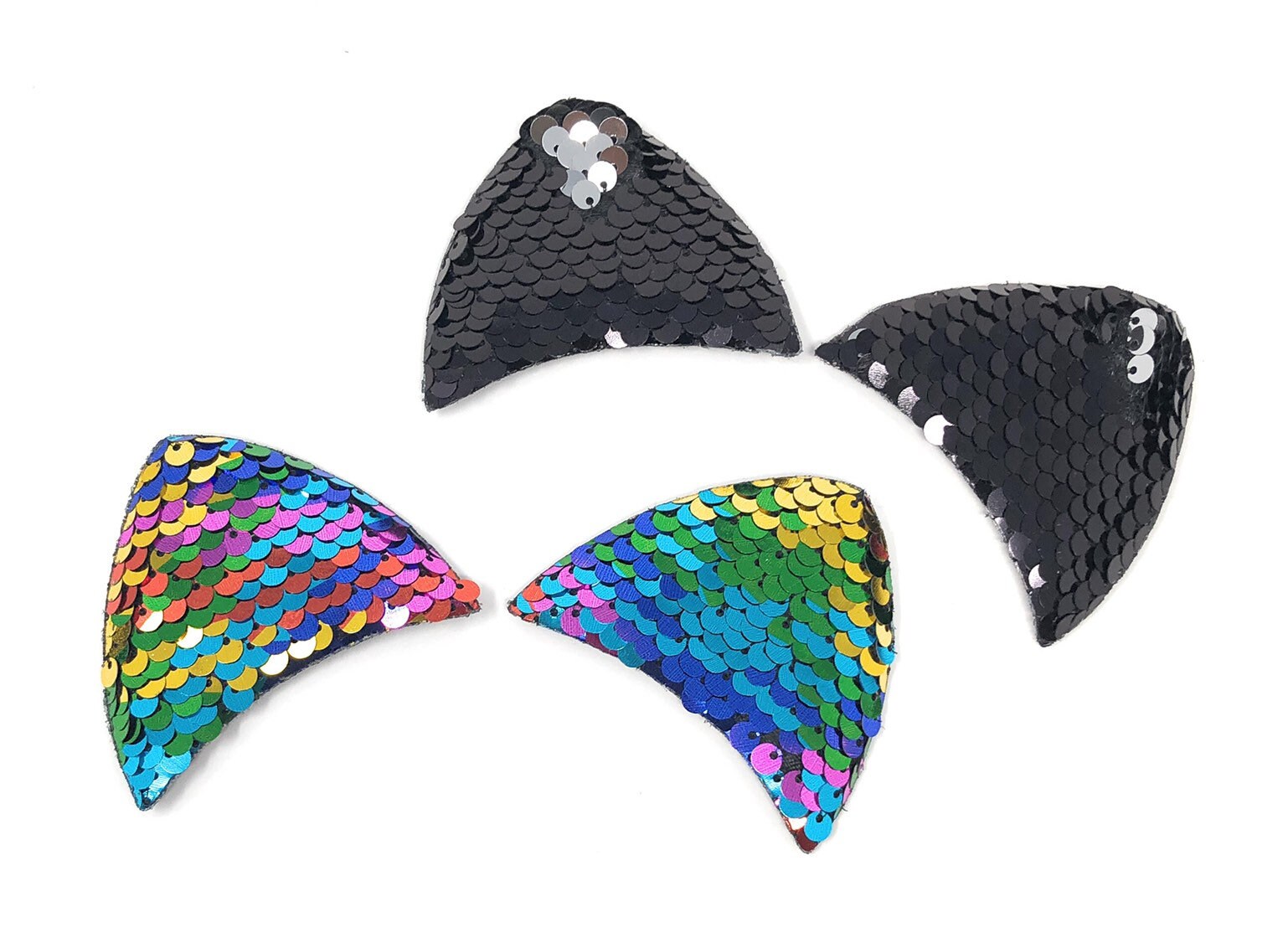 2pcs Sequins Cat Ears Padded Patch Applique Cat Ear Applique - Etsy