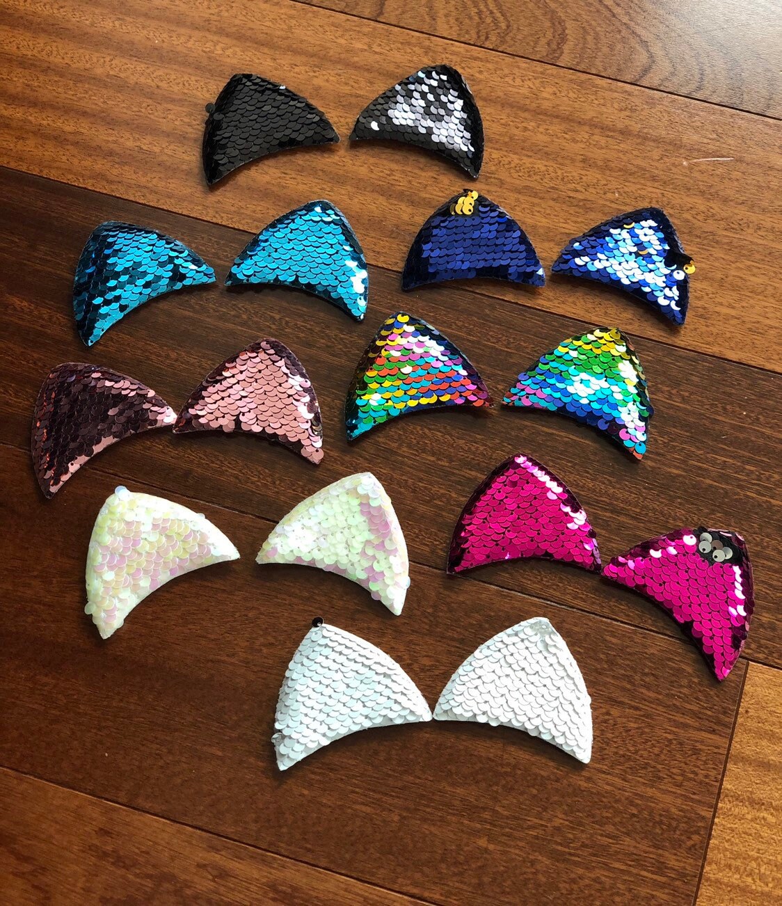 2pcs Sequins Cat Ears Padded Patch Applique Cat Ear Applique - Etsy