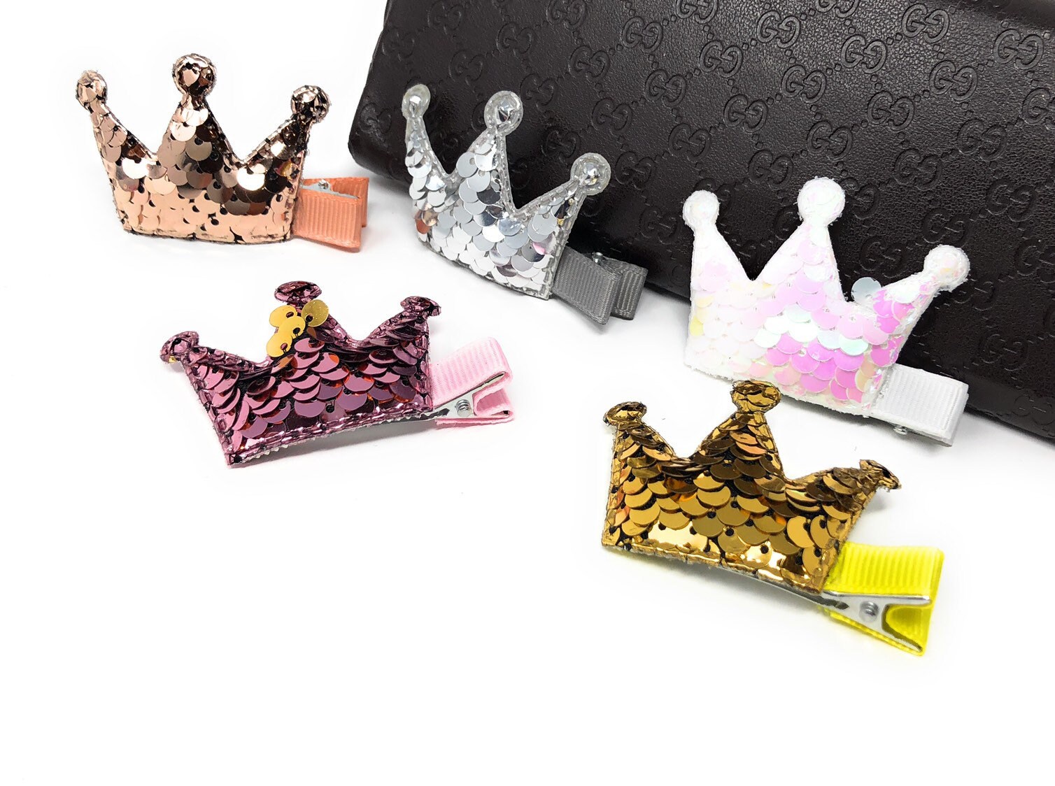 Princess Crown Sequins Hair Clips Princess Hair Clips for | Etsy