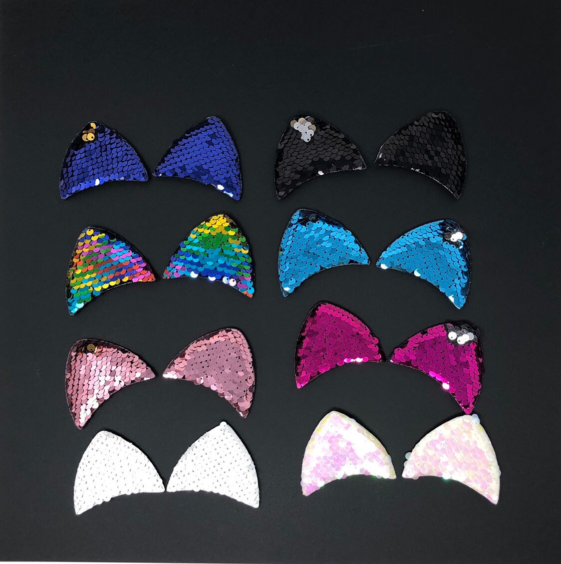2pcs Sequins Cat Ears Padded Patch Applique Cat Ear Applique - Etsy
