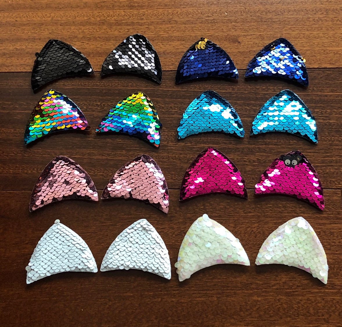 2pcs Sequins Cat Ears Padded Patch Applique Cat Ear Applique - Etsy