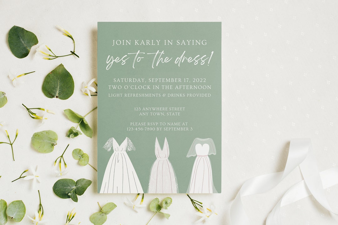 Say Yes to the Dress Invitation | Wedding Dress Party | Dress Fitting ...