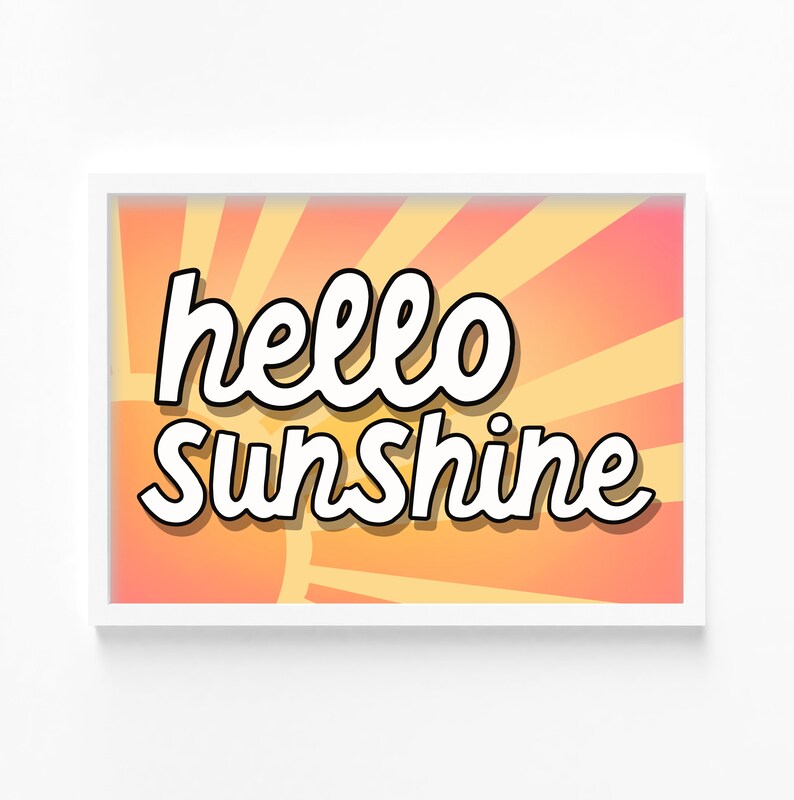Hello Sunshine Art Print: Positive Quote, Colorful Typography - Etsy