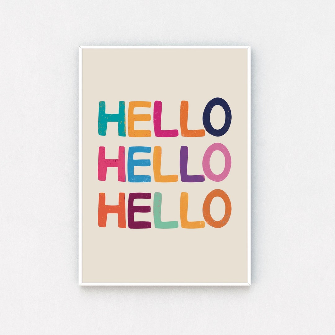 Colorful Hello Print: Hallway Welcome Art, New Home Gift - Etsy