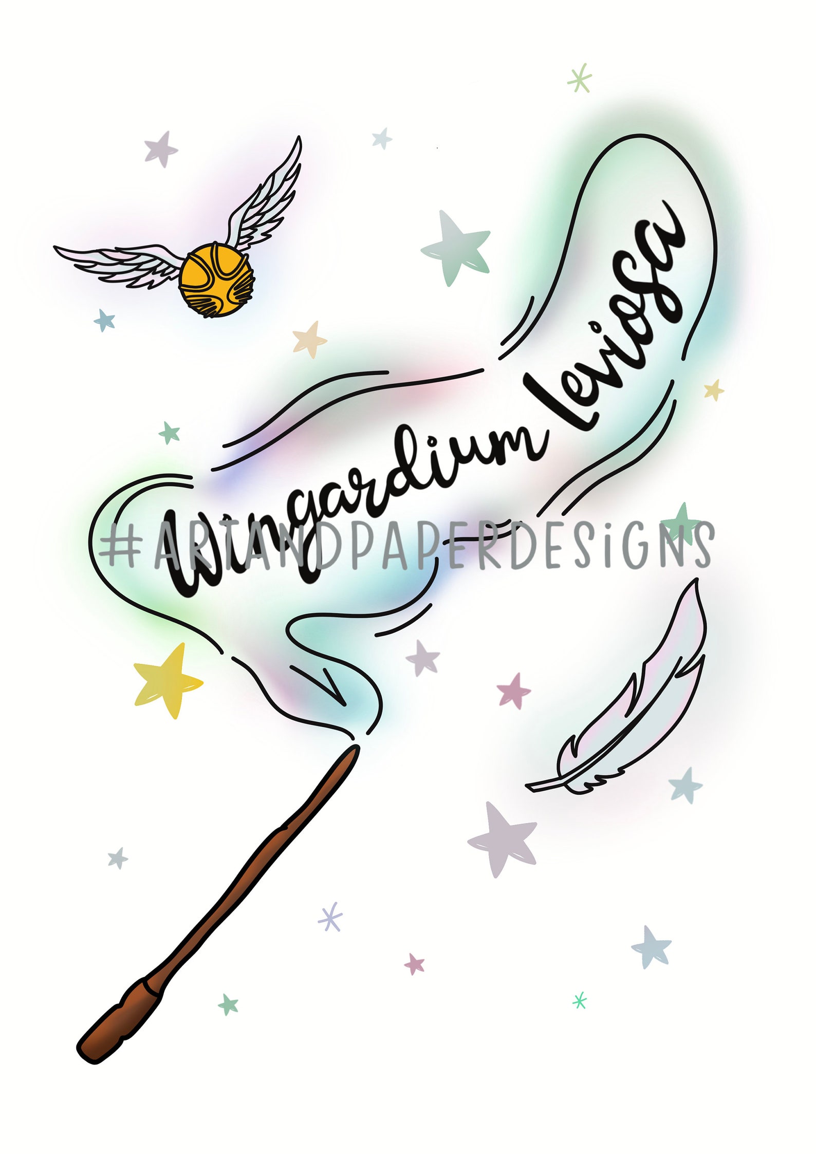 Wingardium Leviosa / Harry Potter Spell Illustration / | Etsy