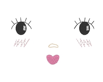 Doll Face Embroidery File 3 Sizes INSTANT DOWNLOAD 4 X 4 | Etsy
