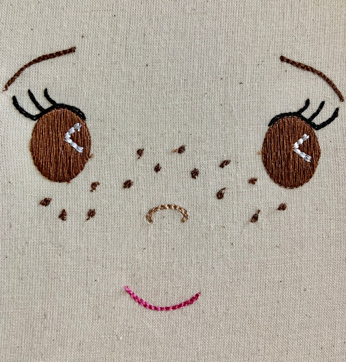 Doll Face Handmade Look With Freckles Embroidery File 3 Sizes - Etsy