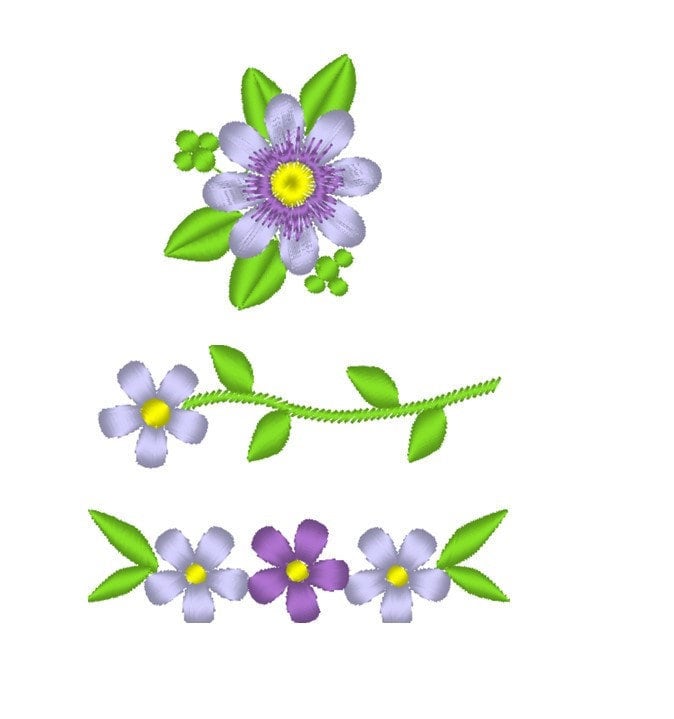 EMBROIDERY FILE Set of 3 Floral Motifs mini Florals 4 X 4 - Etsy