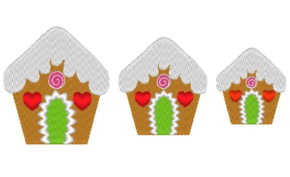 Mini Gingerbread House Machine Embroidery 4 X 4 Hoop 3 Sizes - Etsy