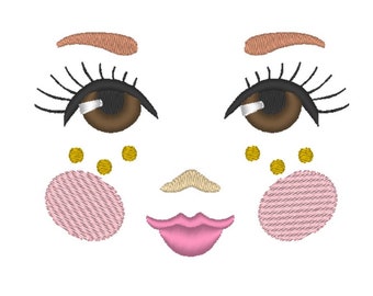 Doll Face Embroidery File 3 Sizes INSTANT DOWNLOAD 4 X 4 | Etsy
