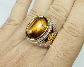 Mens tiger eye ring | Etsy