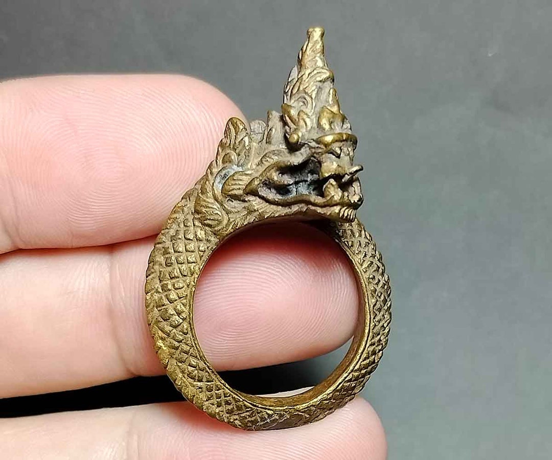 Thai Amulet Ring Naga Big Snake Prayanak Fortune - Etsy