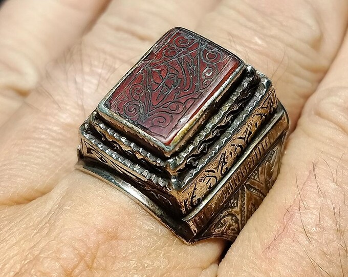 Beautiful Ring, Unique Rare, Afghan Vintage Islamic, Agate, Red Stone ...
