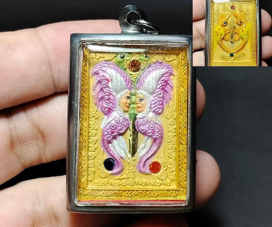 Thai Amulet Pendant, King of Butterfly, Behind Duble Salika, Kruba ...
