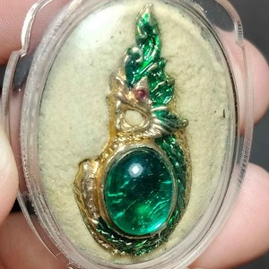 Thai Amulet Pendant, Nakha Srisutho and Nakee Sripatum, Green Naga ...