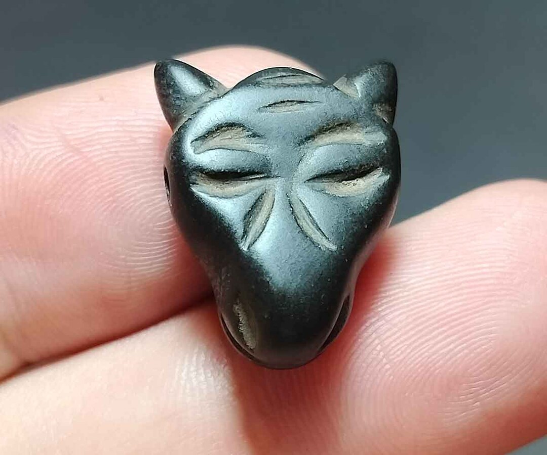 Collectible Amulet, Pretty Bead, Good Luck Bead, Agate, Black Stone ...