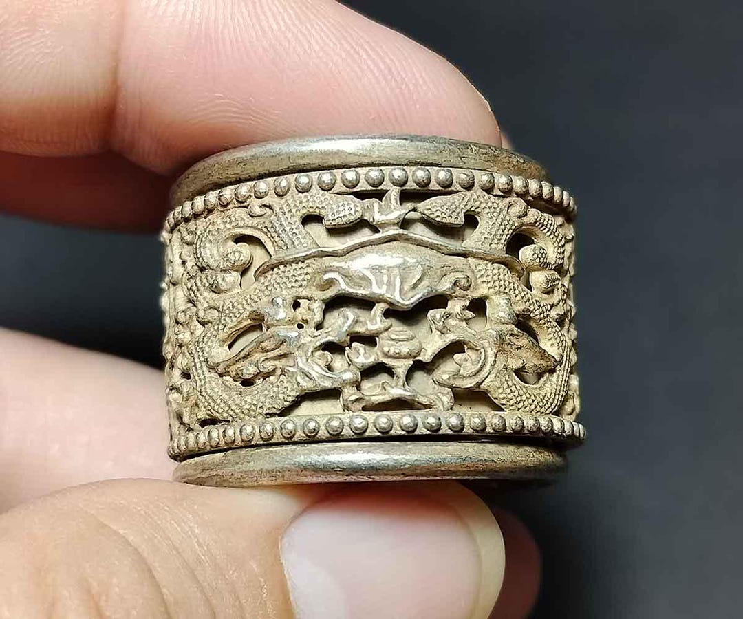 Tibetan Amulet Ring, Tibet Prayer Ring, Double Dragon, Stacked Rings ...