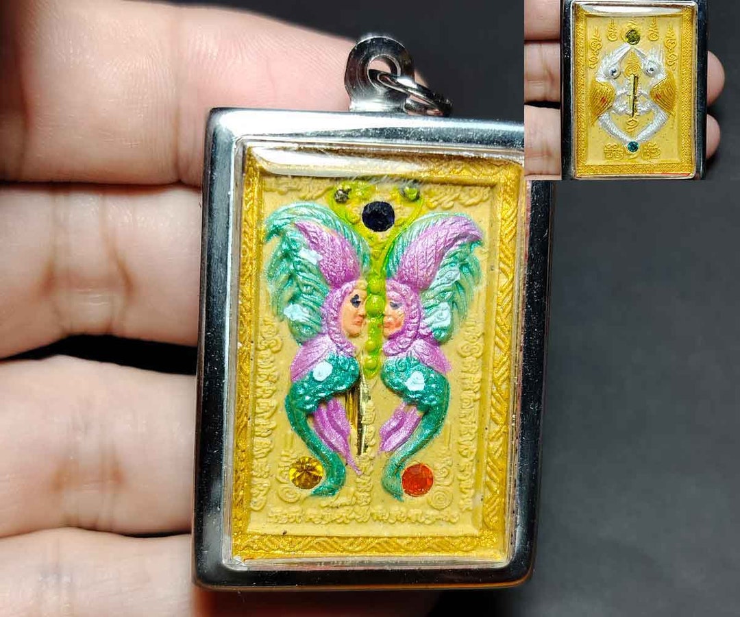 Thai Amulet Pendant, King of Butterfly, Behind Duble Salika, Kruba ...