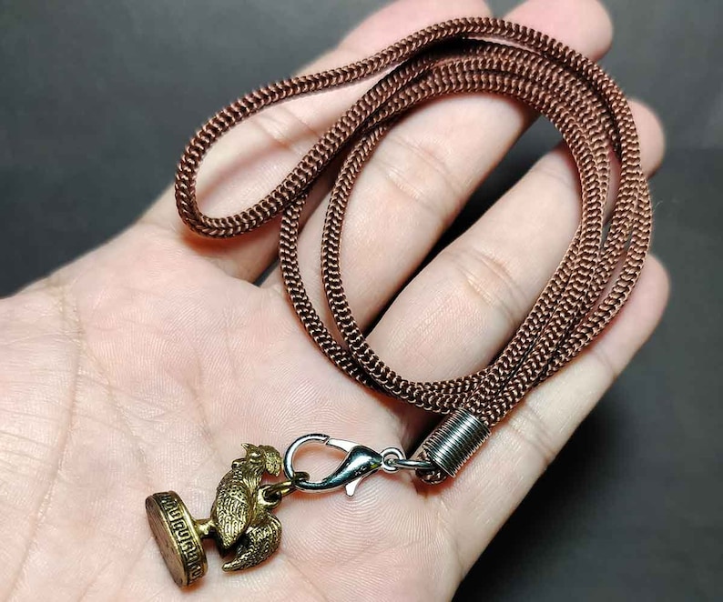 Thai Brass Chicken Amulet Pendant, Rope Necklace - Etsy Australia