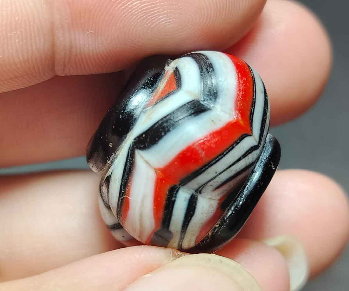 Collectible, Southeast Asian, 3 Glass Beads, Flower Shape, Color ...