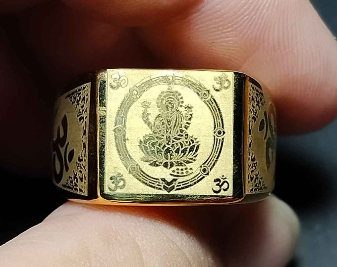 Goddess Lakshmi Matt Gold Ring,temple Jewellery,south Indian Jewellery ...