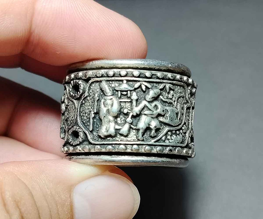 Tibetan Amulet Ring, Tibet Prayer Ring, God, Human, Stacked Rings ...