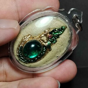 Thai Amulet Pendant, Nakha Srisutho and Nakee Sripatum, Green Naga ...