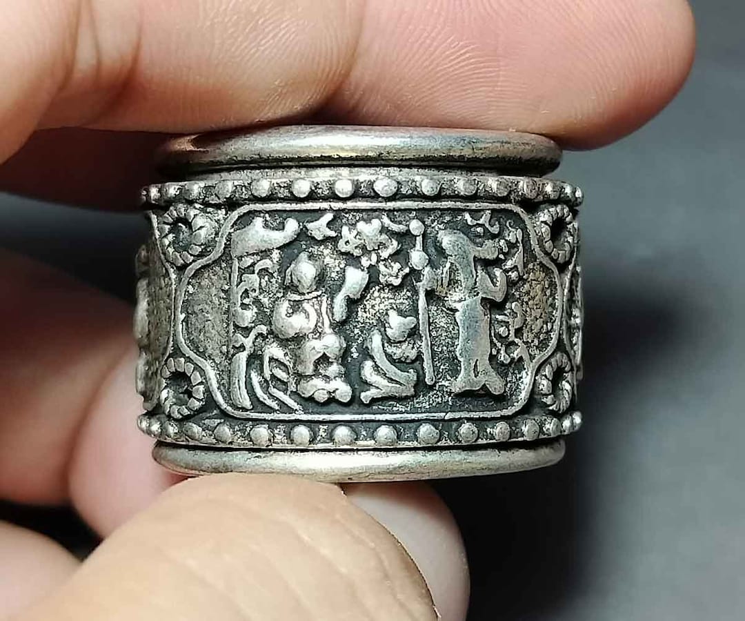 Tibetan Amulet Ring, Tibet Prayer Ring, God, Human, Stacked Rings ...