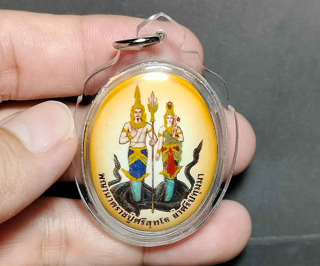 Thai Amulet Pendant, Nakha Srisutho and Nakee Sripatum, Green Naga ...