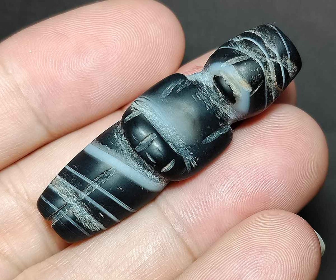 Collectible, Tibet, Unique, Agate, Stone Multilayer, Black White, Human ...