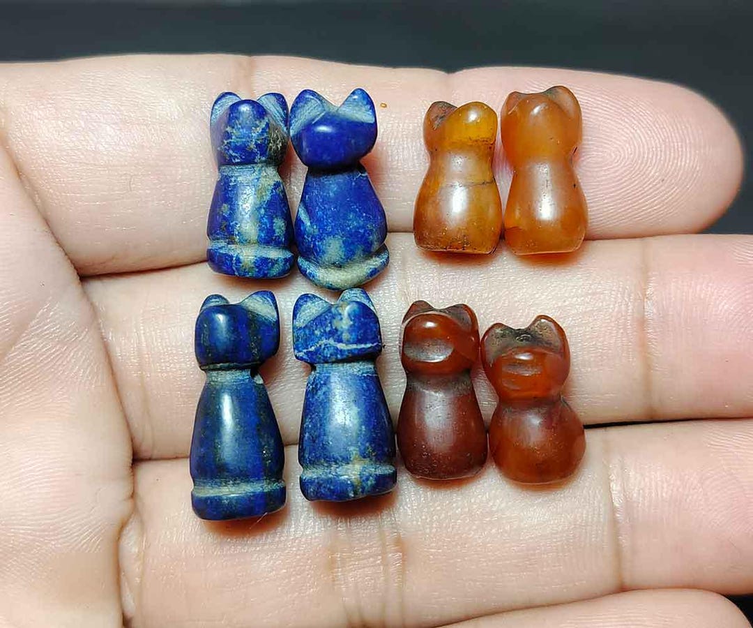 Carnelian & Lapis Lazuli Cat Statue Bead, Egypt Amulet Antique - Etsy