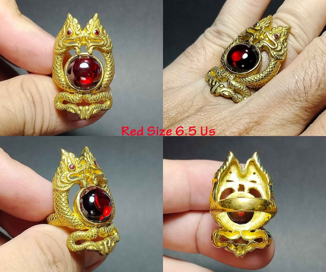 Beautiful Ring, Thai Amulet Ring, Naga Twin, Snake, Prayanak, Fortune ...