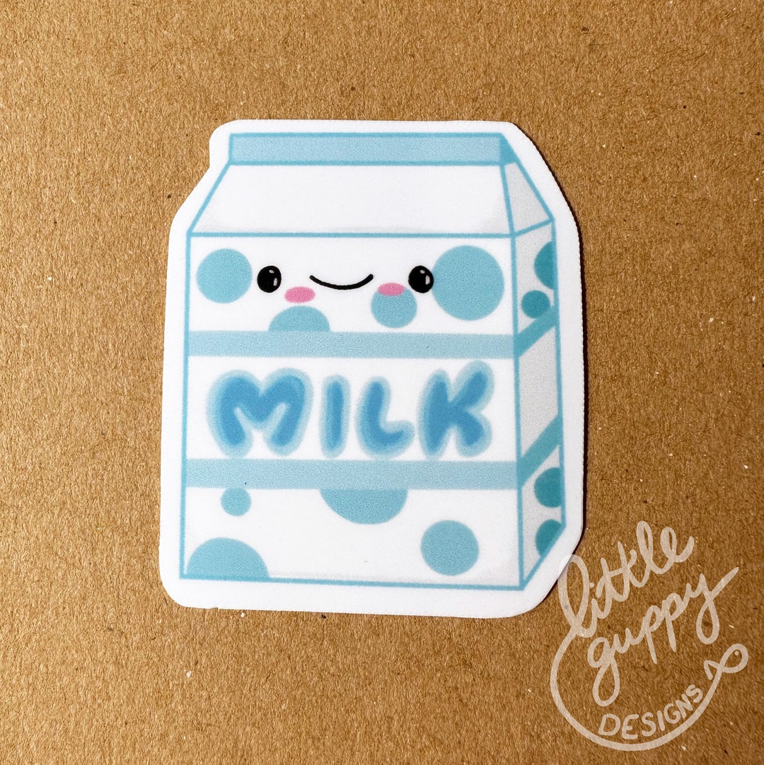 Cute Happy Milk Carton Glossy, Vinyl Sticker for Your Water Bottle ...