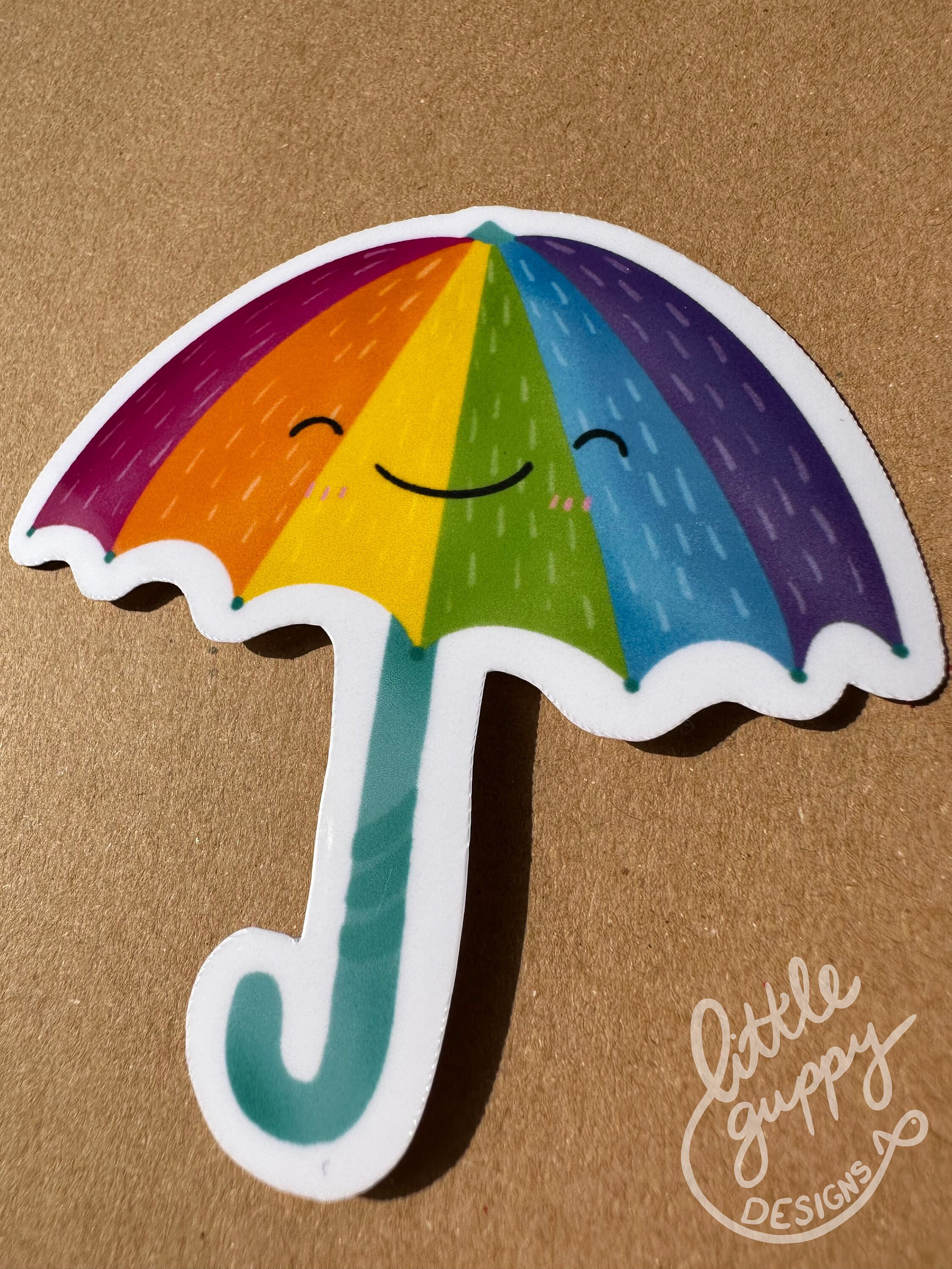 Happy Umbrella Glossy Vinyl Sticker for Your Laptop, Sketchbook, Phone ...