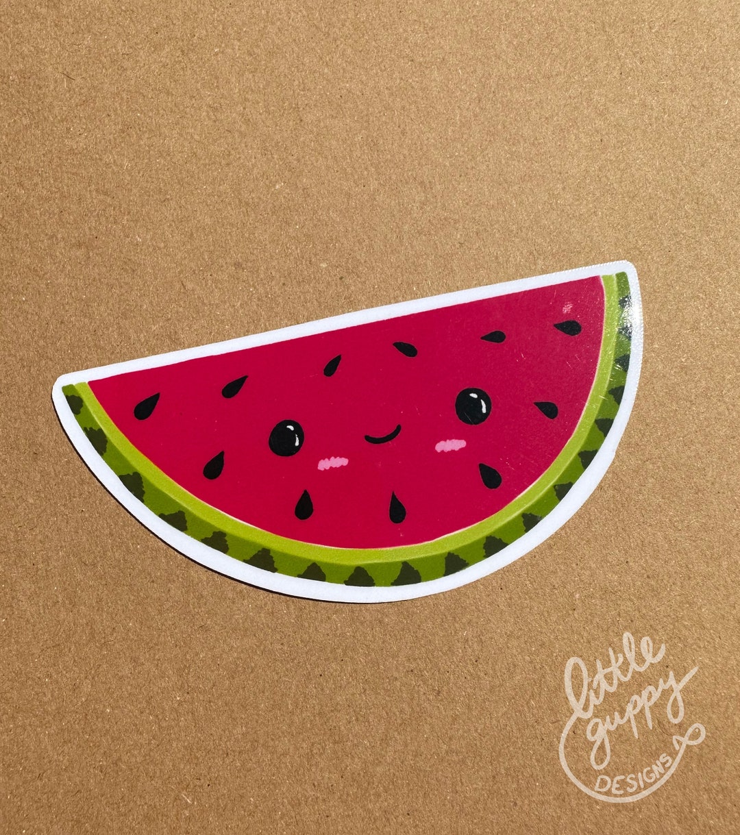 Cute Kawaii Watermelon Glossy, Vinyl Sticker for Your Water Bottle ...