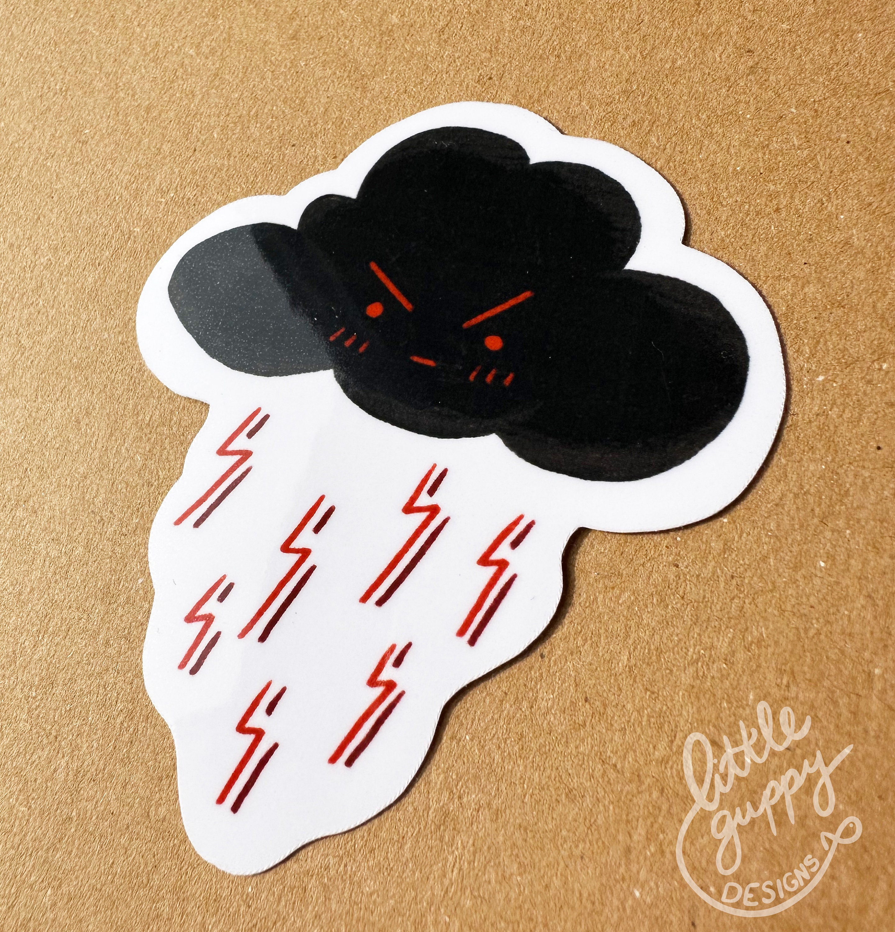 Angry Emotion Cloud Glossy, Vinyl Sticker for Your Water Bottle, Laptop, Phone Case, Sketchbook ...