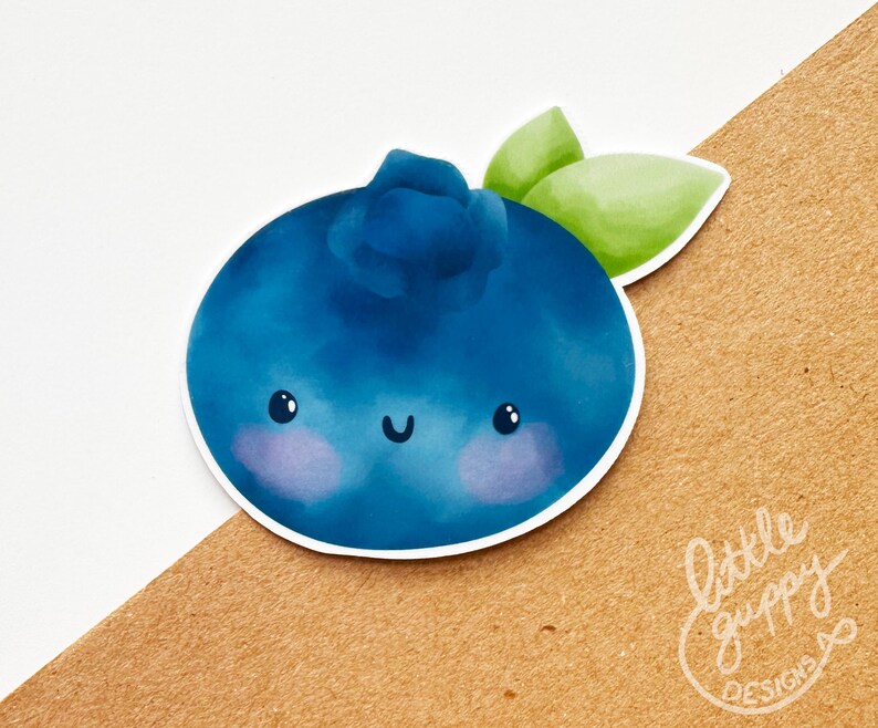 Kawaii Blueberry Glossy Vinyl Sticker - Etsy