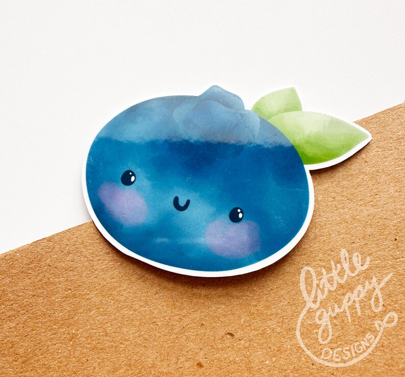 Kawaii Blueberry Glossy Vinyl Sticker - Etsy