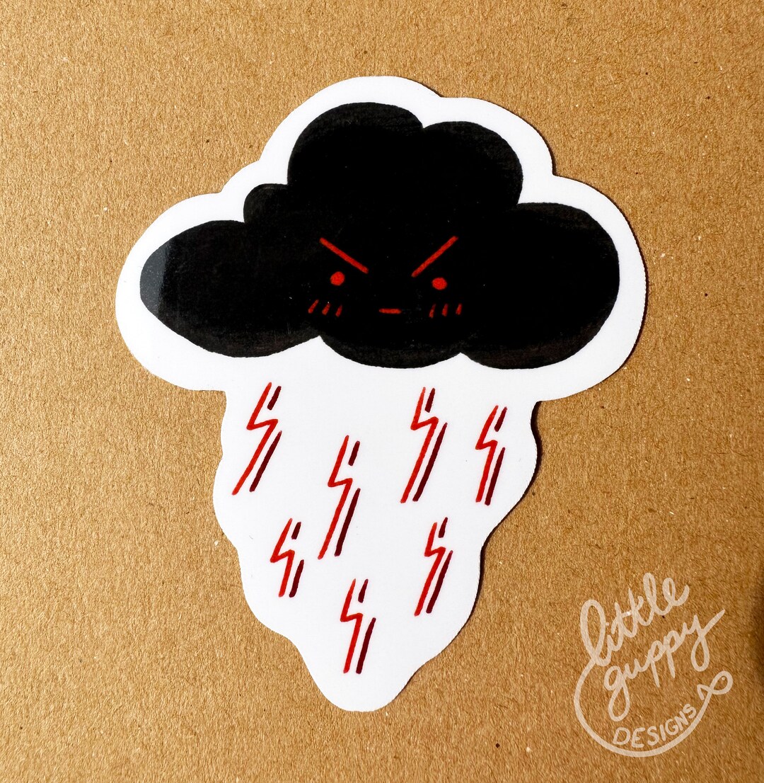 Angry Emotion Cloud Glossy, Vinyl Sticker for Your Water Bottle, Laptop ...