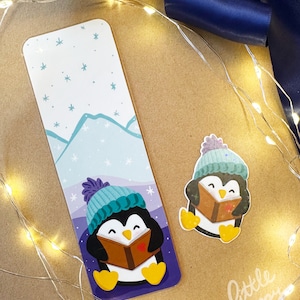Winter Penguin Bookmark and Holographic Sticker Set - Etsy