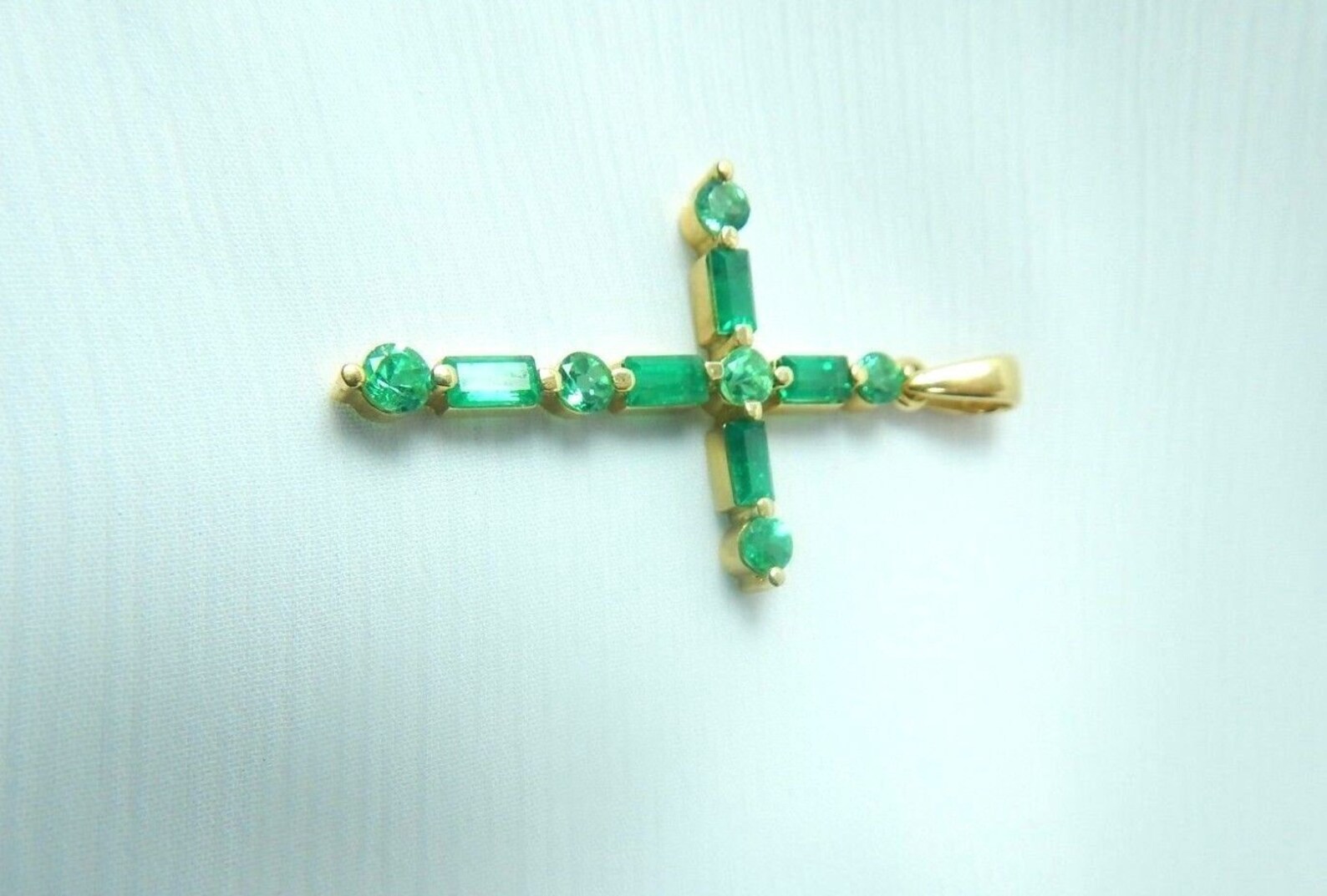 Colombian Emerald Cross Pendant 2.53 TCW 18K Yellow Gold Fine | Etsy