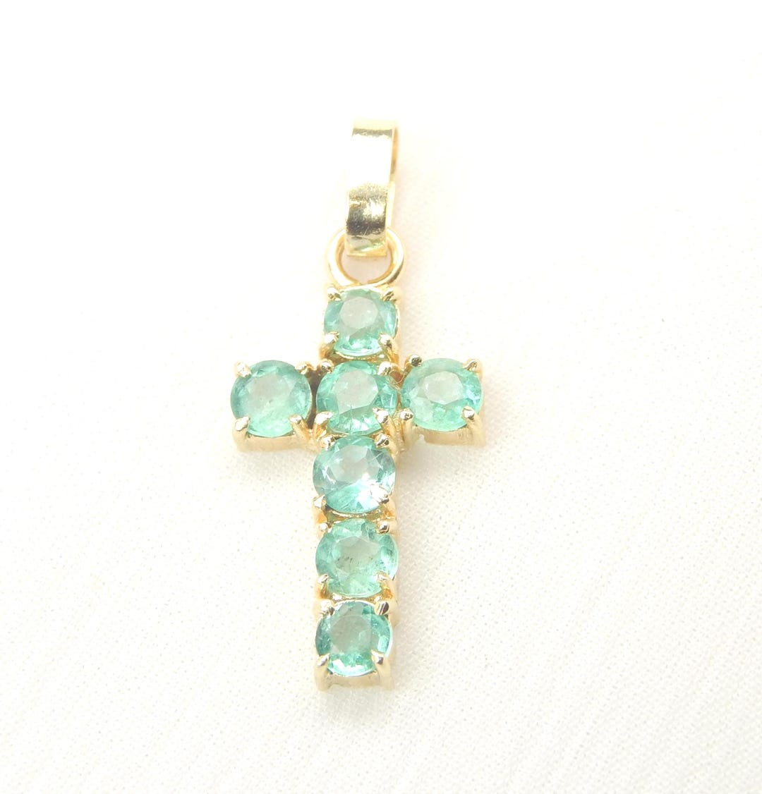 Colombian Emerald Cross Pendant 0.70 TCW 18K Yellow Gold Fine Jewelry ...