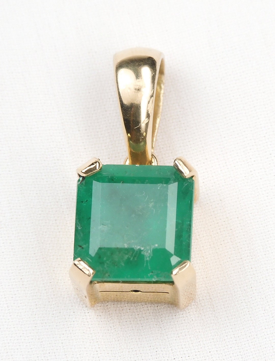 Colombian Natural Emerald Pendant 4.10 Cts Yellow 18K Gold Fine Jewelry ...