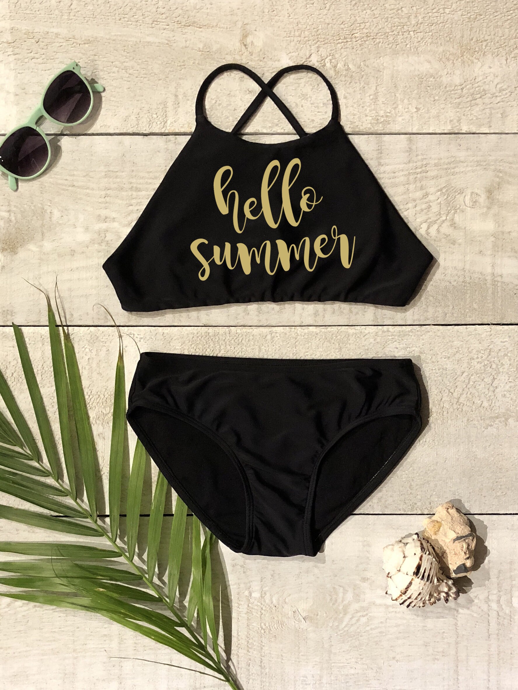 Girls Swimwear Reversible Two Piece Set Swimsuit - Etsy