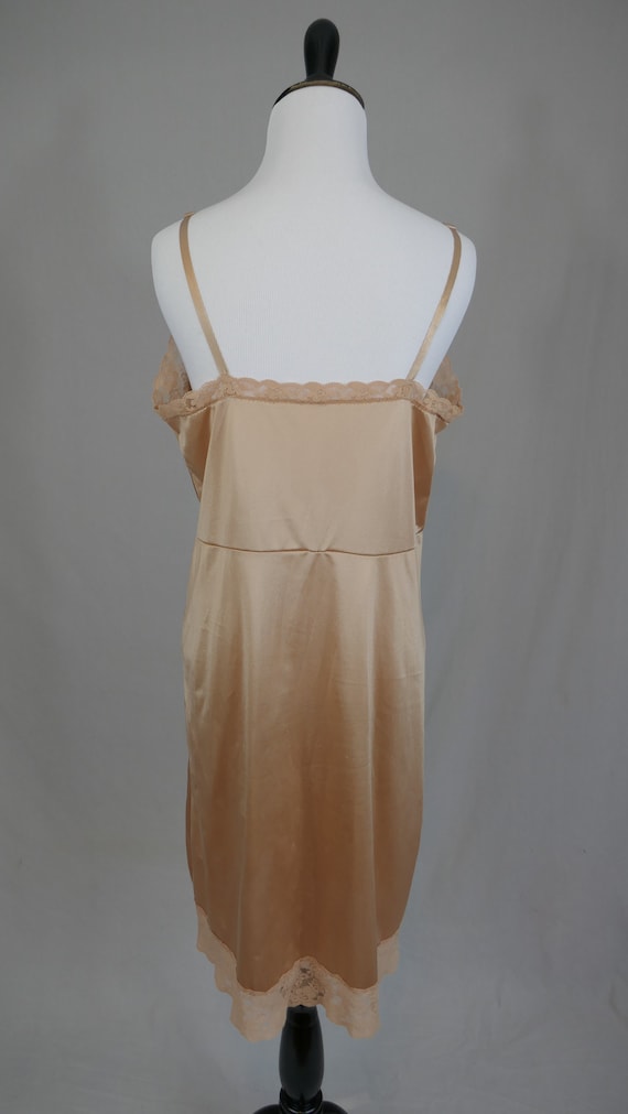 60s 70s Beige Slip - Full Nylon Dress Slip - Vintage … - Gem